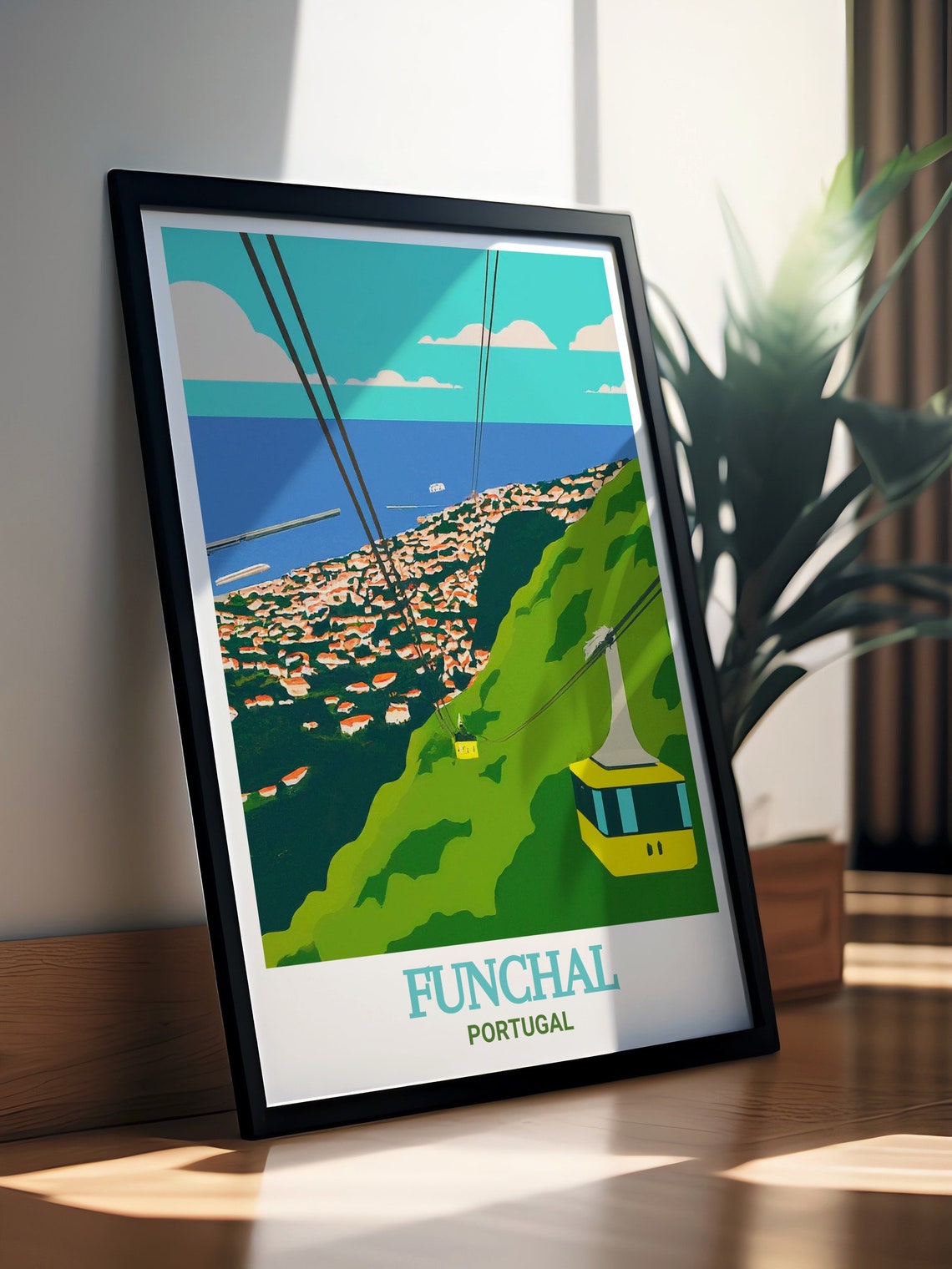 Funchal Travel Posters Funchal Cable Car Art Collection Madeira Wall ...