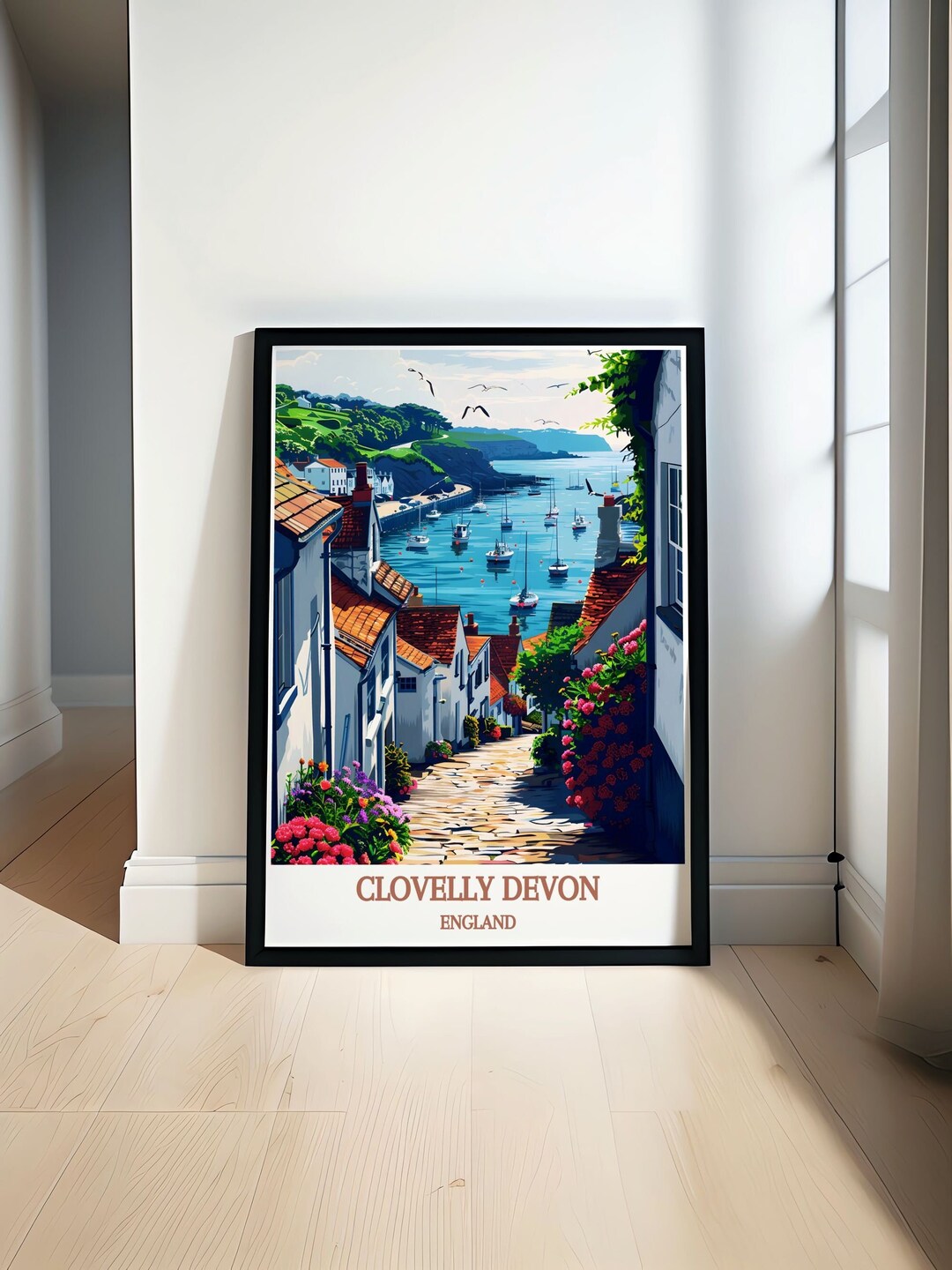 Clovelly Village Travel Poster Clovelly Devon Travel Wall Art Clovelly ...