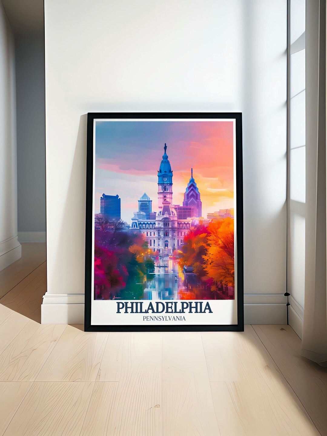 Philadelphia Travel Poster Independence Park Franklin Institute City ...