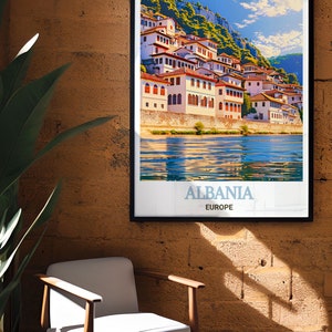 Albania Travel Poster - Berat Artwork - Tirana Print - Vintage Travel ...