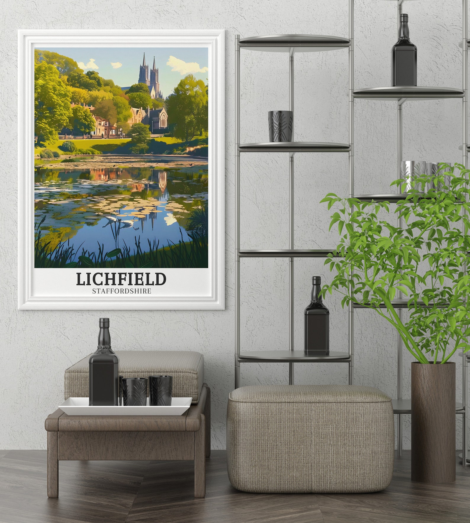 Lichfield Poster - Beacon Park Print - Minster Pool Poster - Lichfield ...