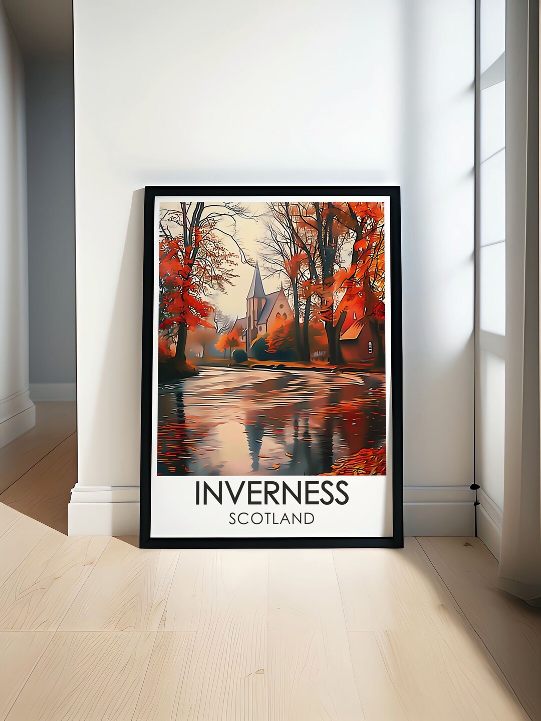Inverness Travel Poster - Old Church Landmark Art - Scotland Heritage ...