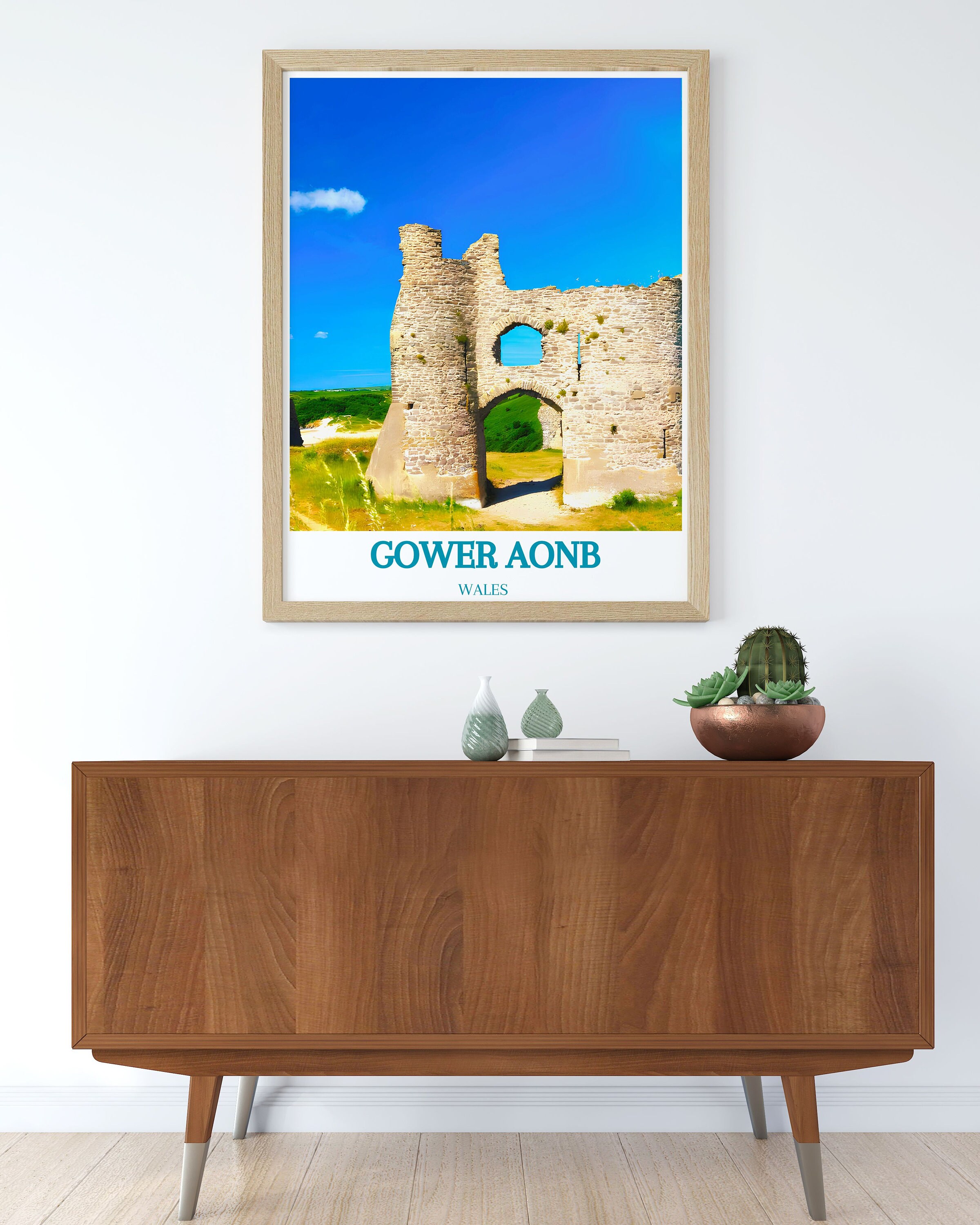 Gower AONB Travel Poster Iconic Castle and Beach Prints of the Gower ...