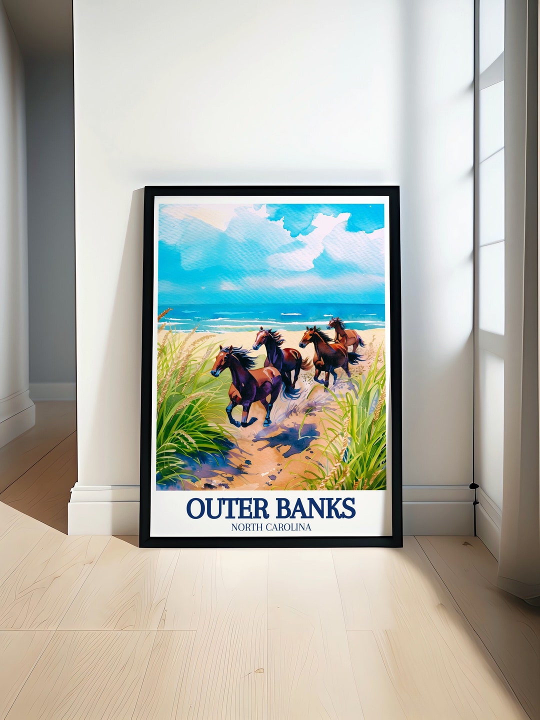 Outer Banks Poster - Corolla Beach Print - Corolla Wild Horses Poster ...