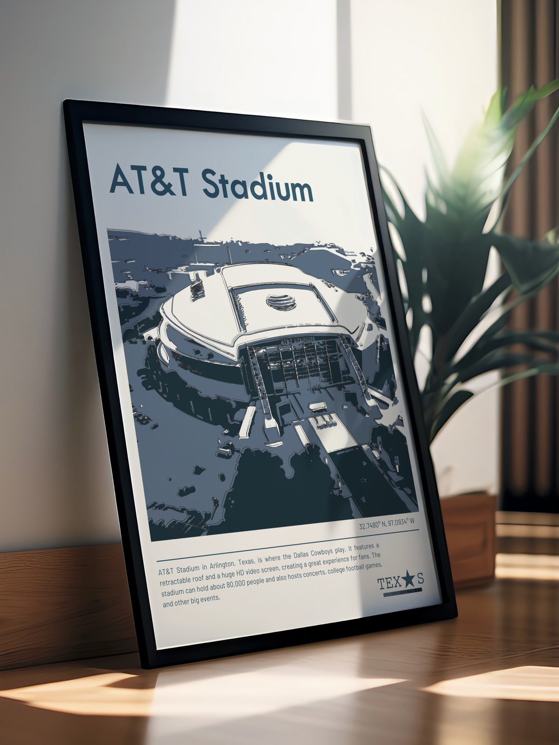 Cowboys Stadium Art AT & T Stadium Prints Minimalistic Dallas Cowboys ...