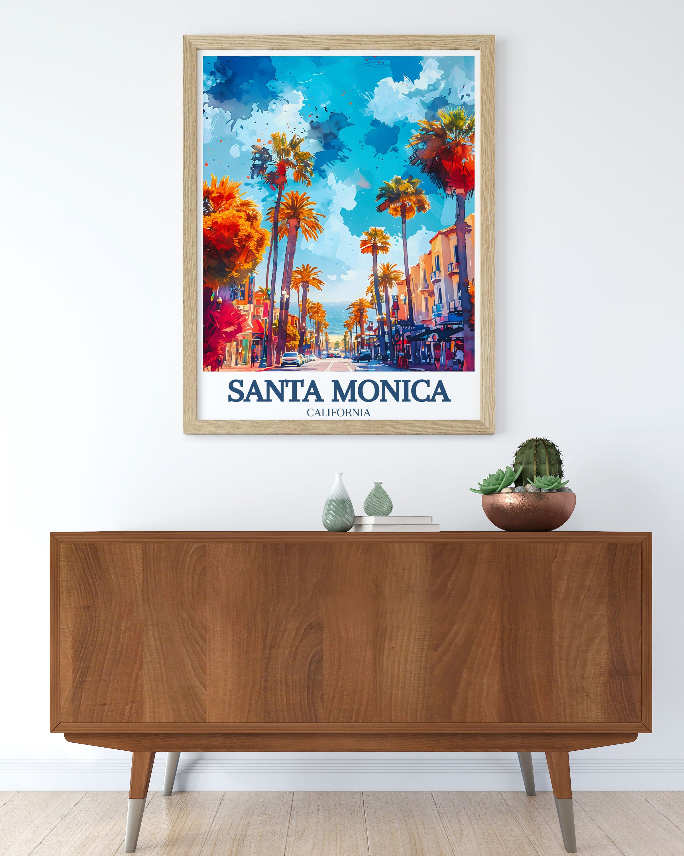 Santa Monica Poster - Santa Monica Beach - Santa Monica Skyline ...