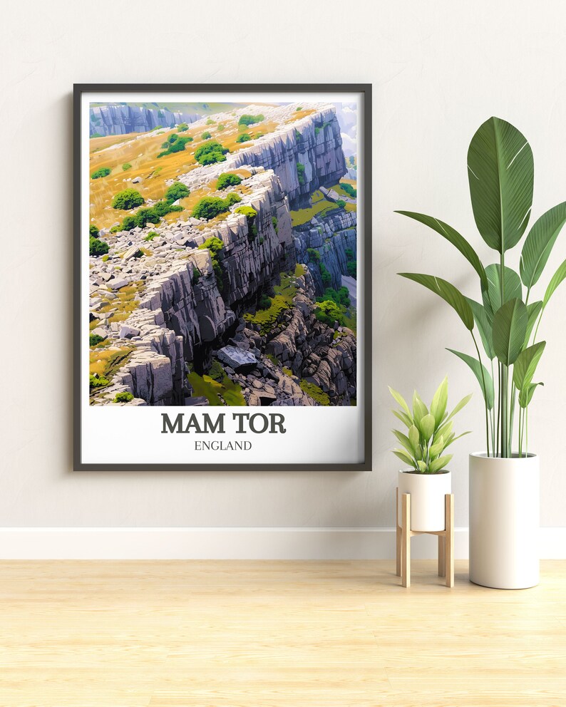 Mam Tor Landslip Print - the Great Ridge & Mam Tor Vintage Print - Mam ...
