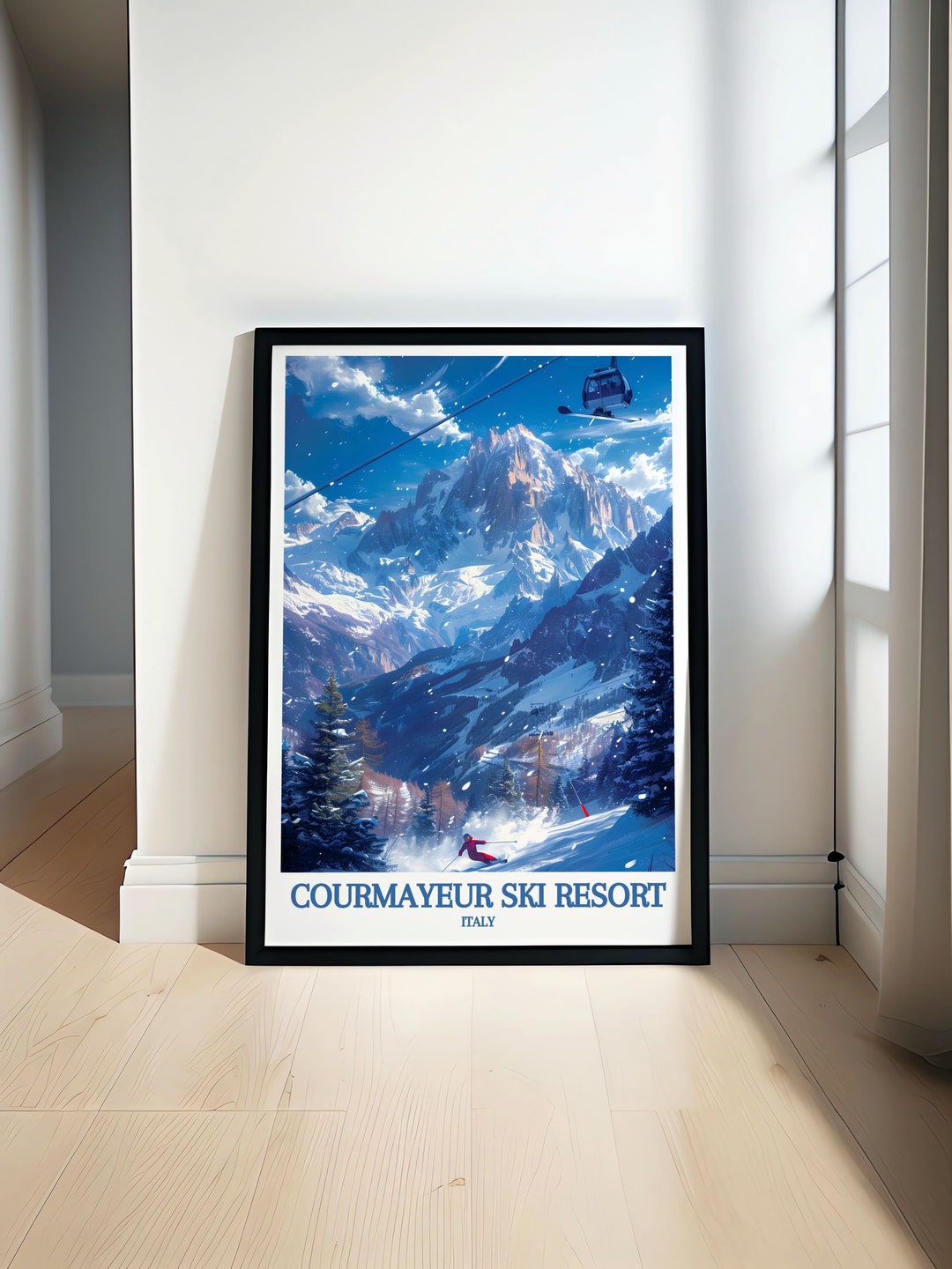 Courmayeur Italy: Elegant Ski Resort Wall Art Depicting Winter Elegance ...