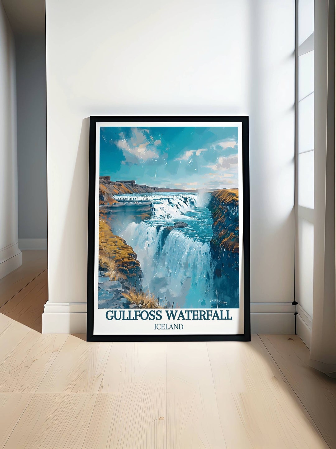 Gullfoss Waterfall Iceland Poster - Framed Gullfoss Print - Gullfoss ...