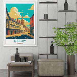 Ludlow Travel Poster - Broad Street Ludlow Travel Poster - Broad Street ...