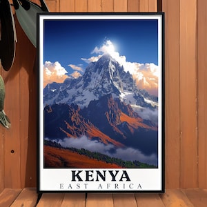 Kenya Travel Poster - Mount Kenya Poster - Kenya Travel Print - Mount ...