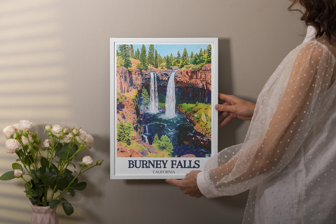 Burney Falls Travel Poster Burney Falls and Pacific Crest Trail With ...
