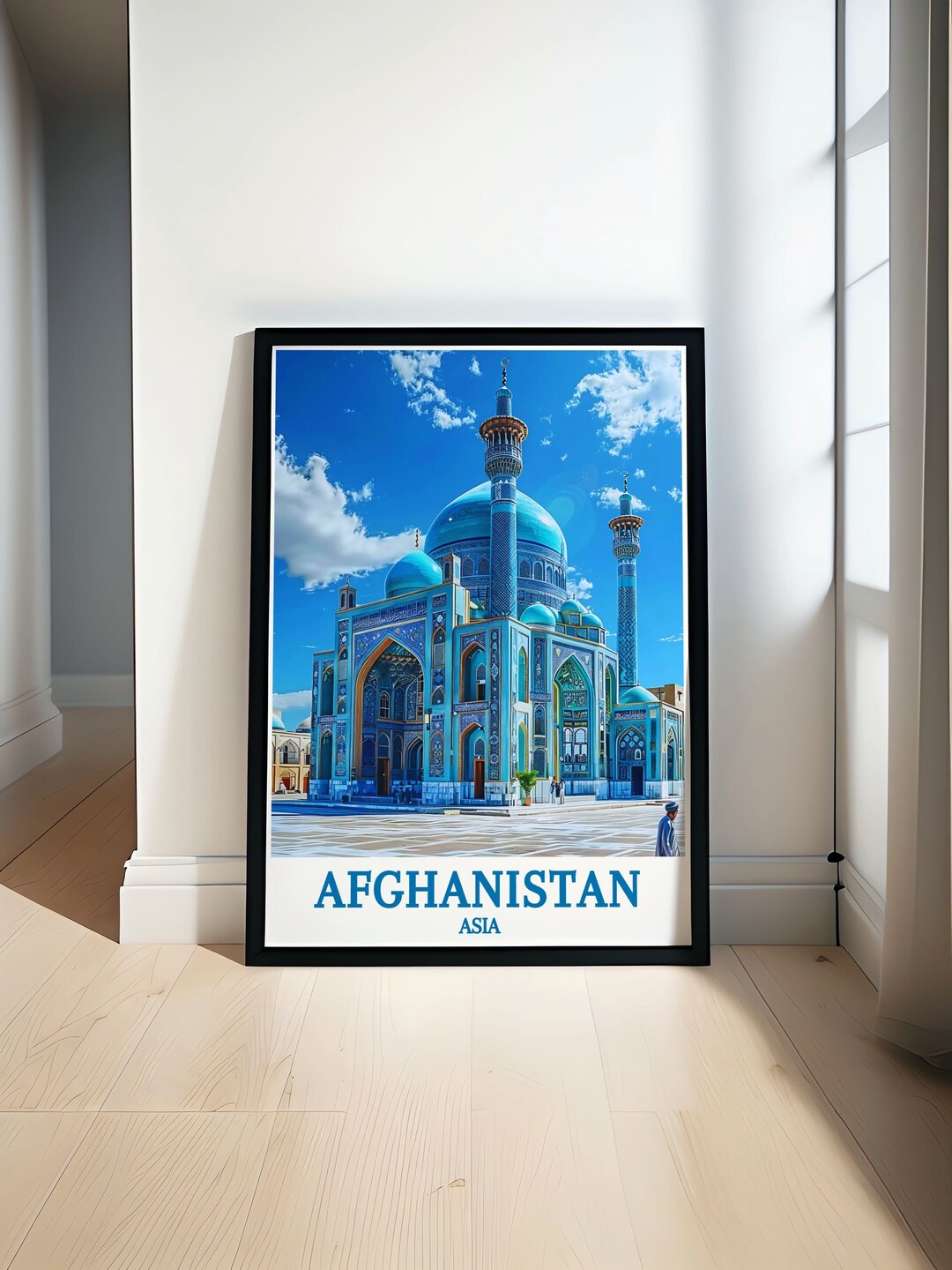 Afghanistan Travel Poster - the Blue Mosque in Mazar-e-sharif Wall Art ...