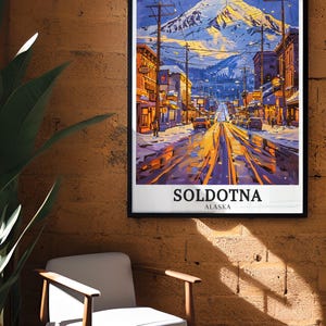 Soldotna Travel Print Mt. Redoubt Volcano Wall Decor Soldotna Town Home ...