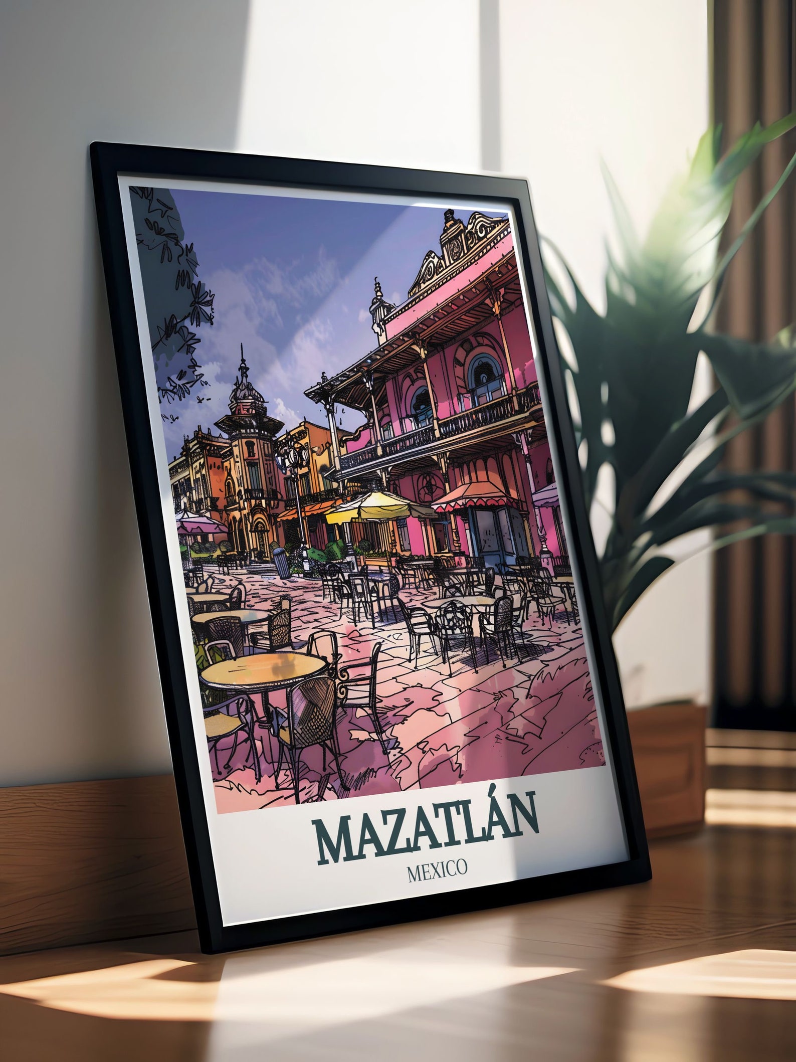 Mazatlán Art Print - Plaza Machado Art Print - Mexico Travel Decor ...