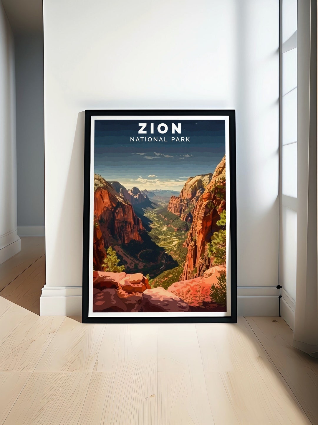 Zion National Park Poster - Angels Landing Print - Zion Park Poster ...