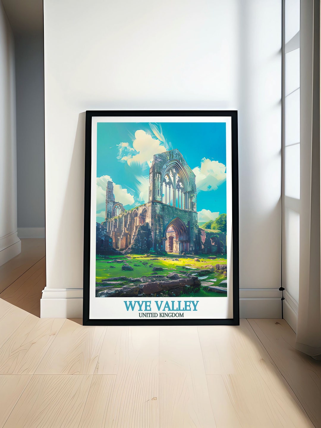 Wye Valley Travel Print - Tintern Abbey and Wye Valley Posters for Home ...