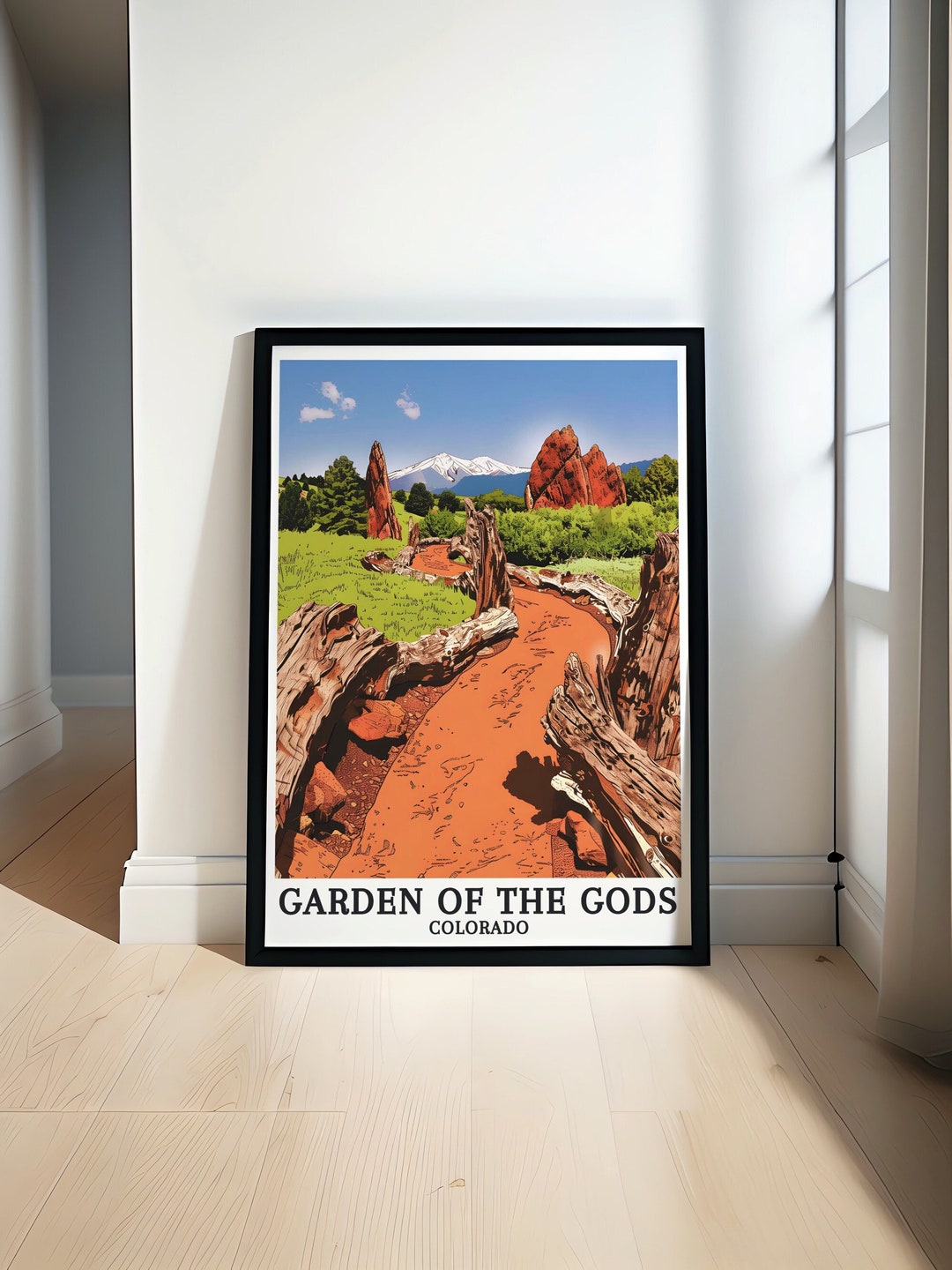 Gardens of the Gods Travel Poster - Mount Evans Climbers and Gardens of ...