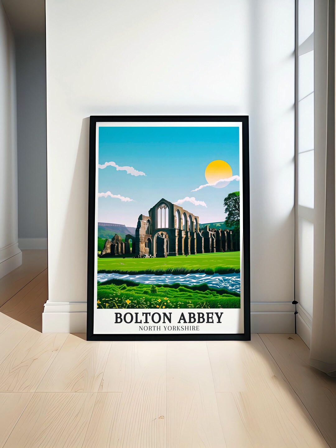 Bolton Abbey Vintage Travel Prints - Bolton Priory and River Wharfe ...
