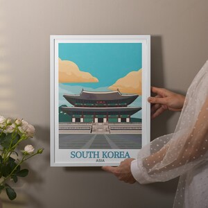 South Korea Travel Poster - Gyeongbokgung Palace and Asia Decor ...