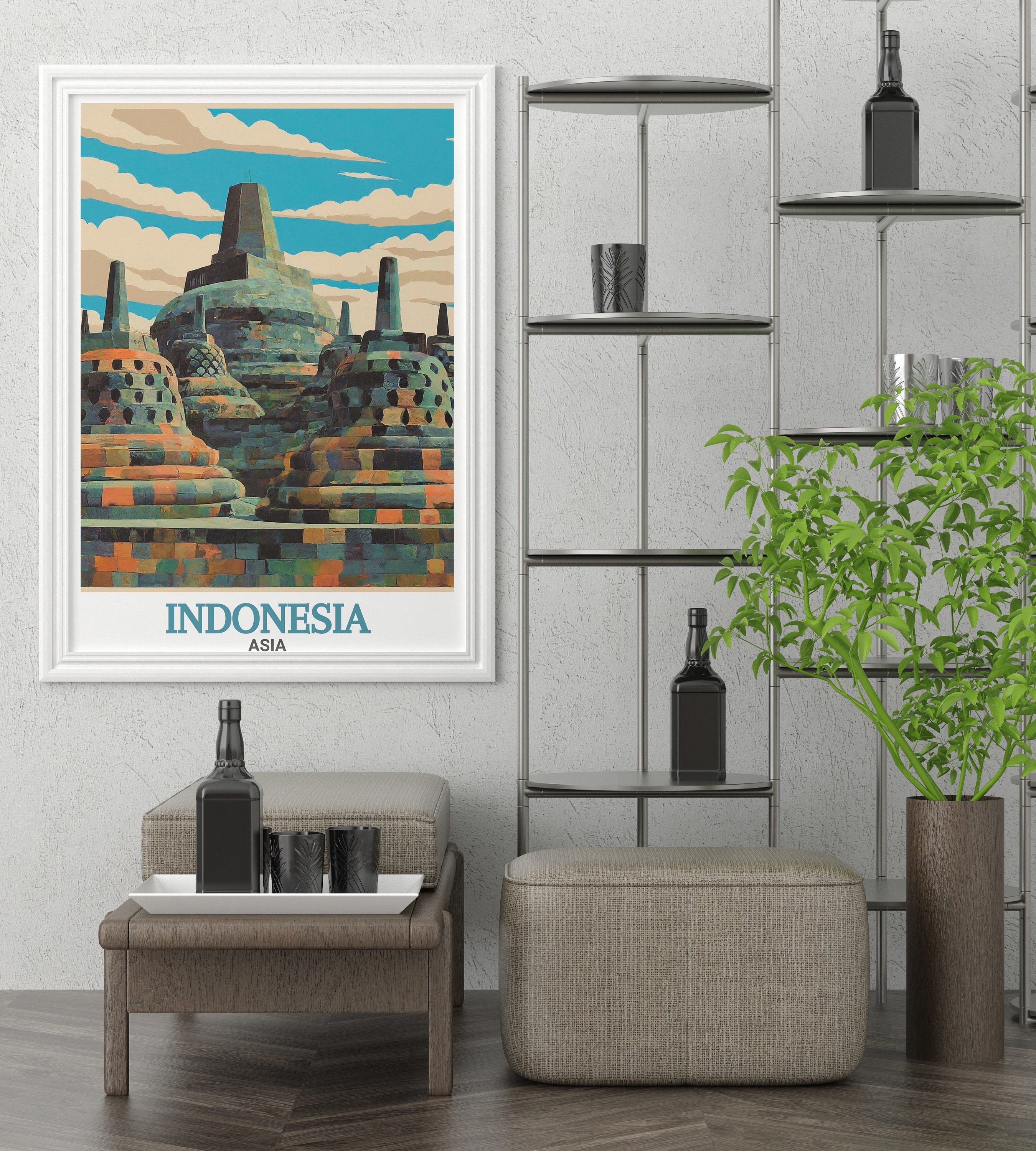 Indonesia Travel Posters Borobudur Temple Posters Indonesia Wall Art ...