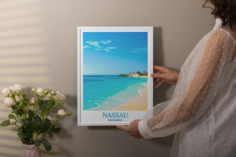 Nassau Travel Poster - Junkanoo Beach and Caribbean Wall Art - Nassau ...