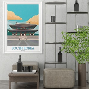 South Korea Travel Poster - Gyeongbokgung Palace and Asia Decor ...
