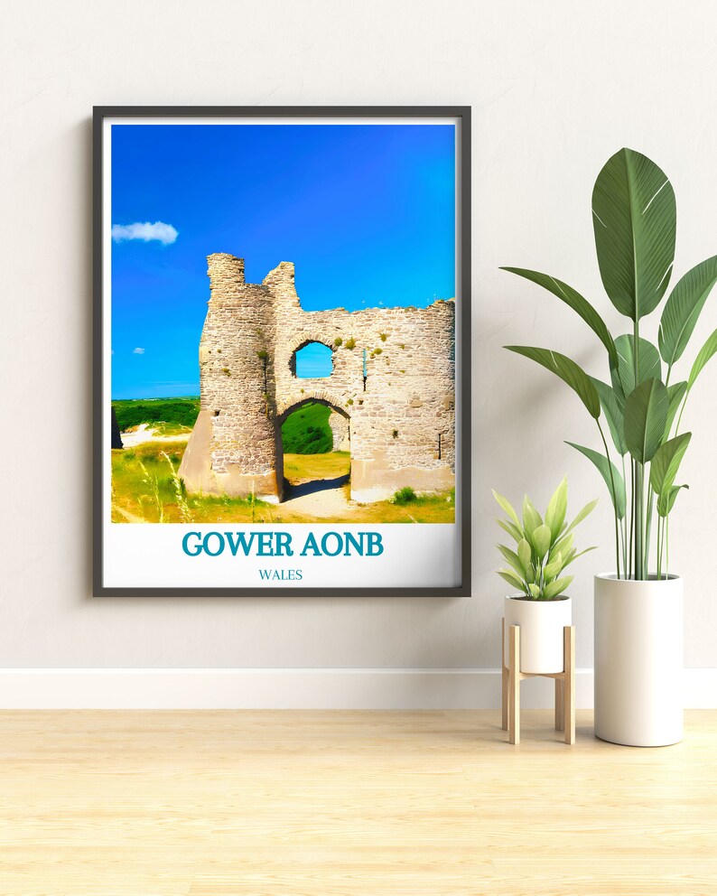 Gower AONB Travel Poster Iconic Castle and Beach Prints of the Gower ...