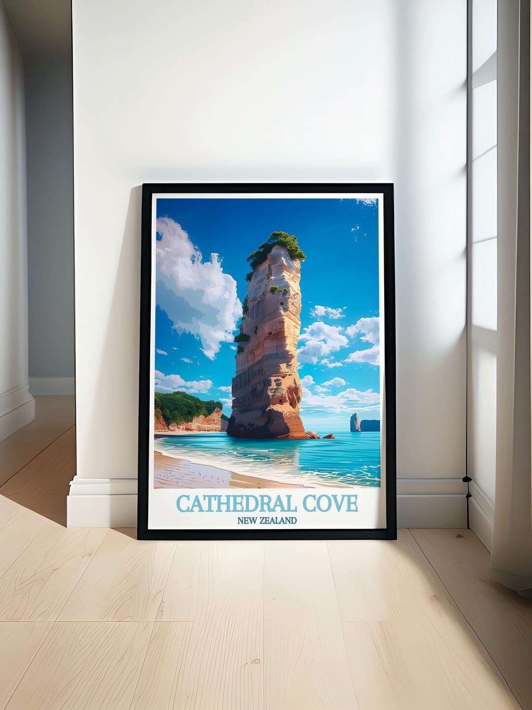 Cathedral Cove Framed Posters - Te Hoho Rock Travel Prints - Cathedral ...