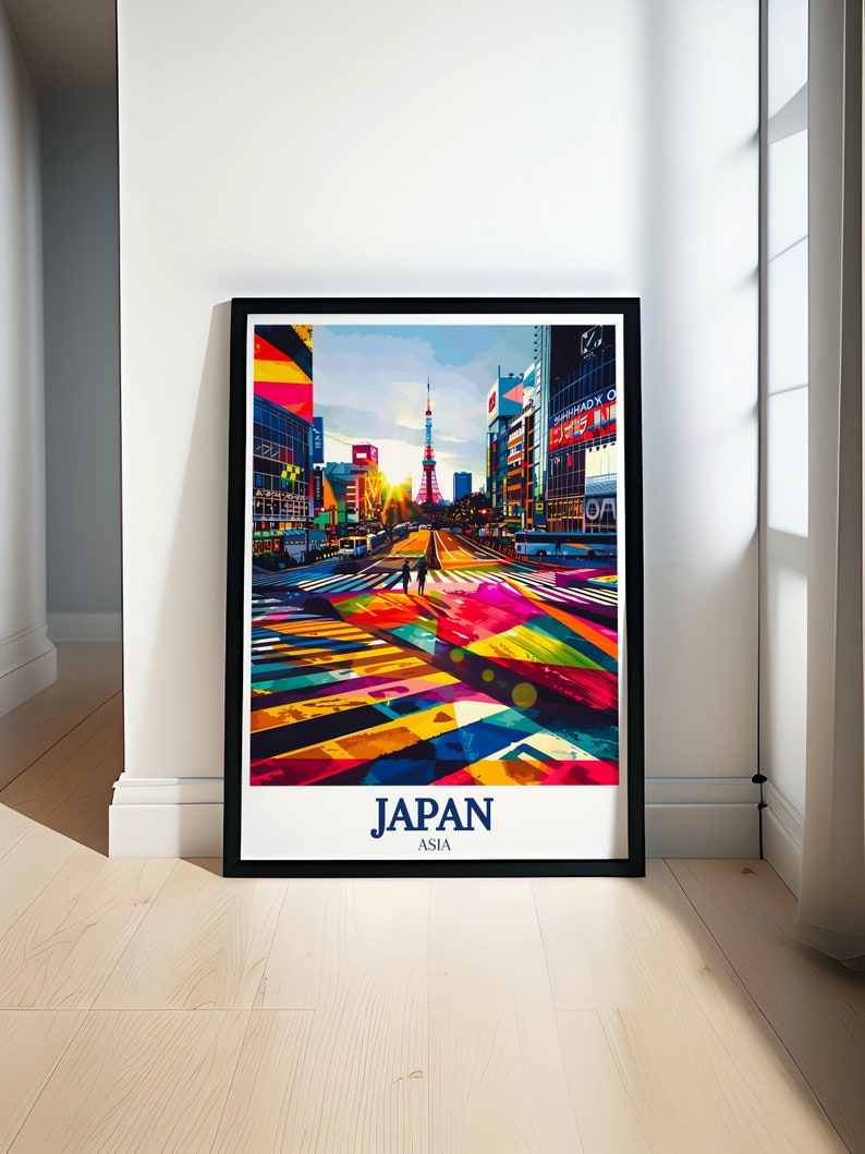 Japan Art Print - Shibuya Crossing and Tokyo Tower - Vibrant Tokyo ...