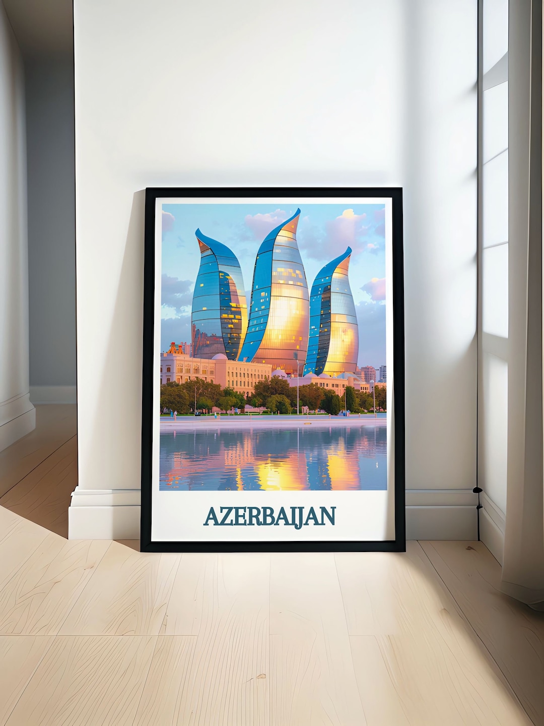 Azerbaijan Poster - Flame Towers Canvas Print - Framed Azerbaijan Prinr ...