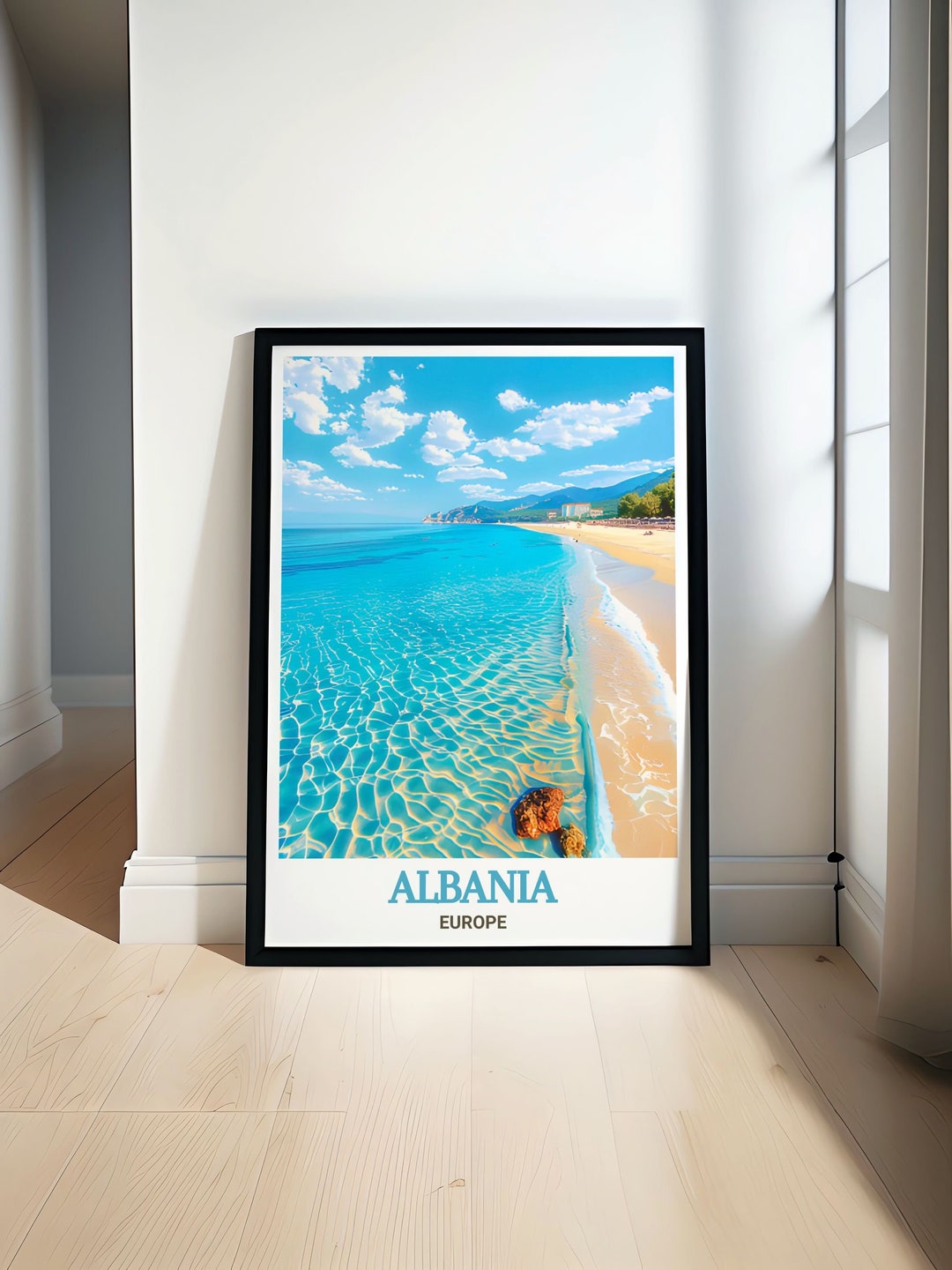 Albania Travel Poster - Dhërmi Beach Prints and Albania Artwork ...