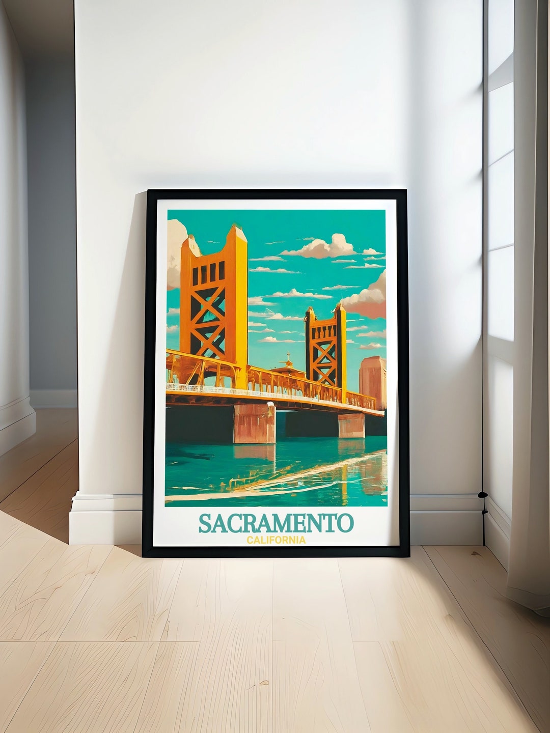 Sacramento Poster - Sacramento Art - Tower Bridge Poster - Sacramento ...