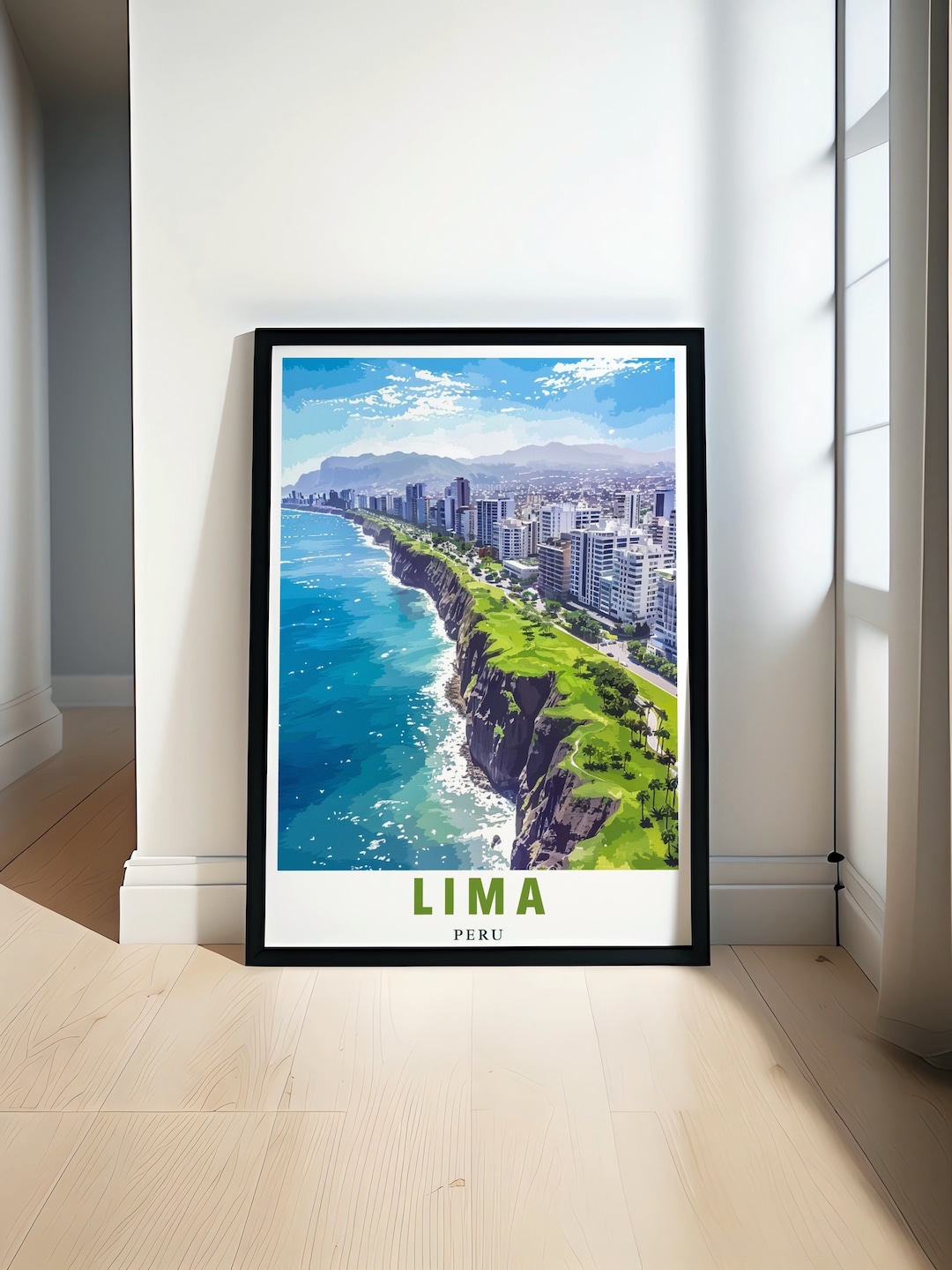 Lima Poster - Miraflores Cliffs Art - Lima Peru Art - Lima Print - Lima ...