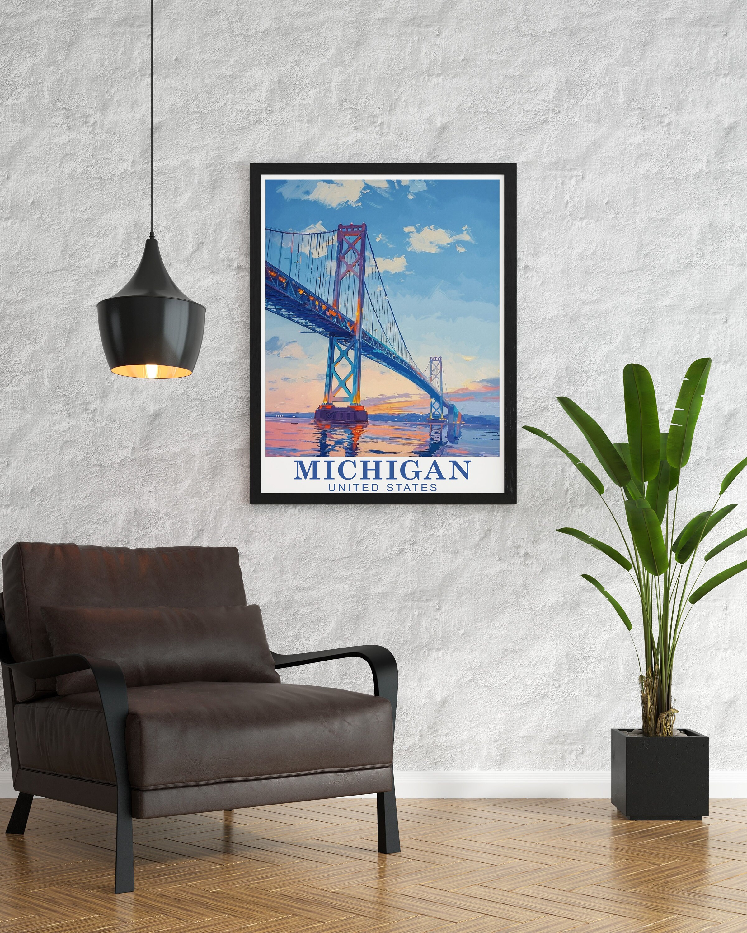 Michigan Poster - Mackinac Bridge Print - Mackinac Bridge Travel Print ...
