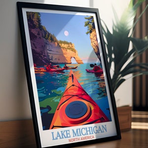 Lake Michigan Travel Poster -pictured Rocks National Lakeshore Art ...
