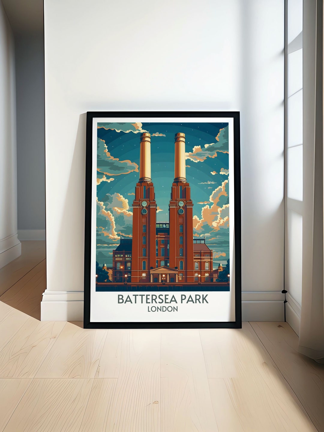 Battersea Park London Travel Poster - Battersea Power Station Art ...