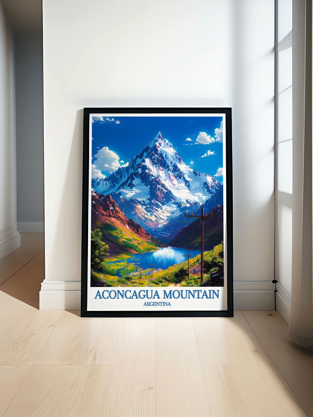 Aconcagua Mountain Poster - Andes Mountain Range Travel Poster ...