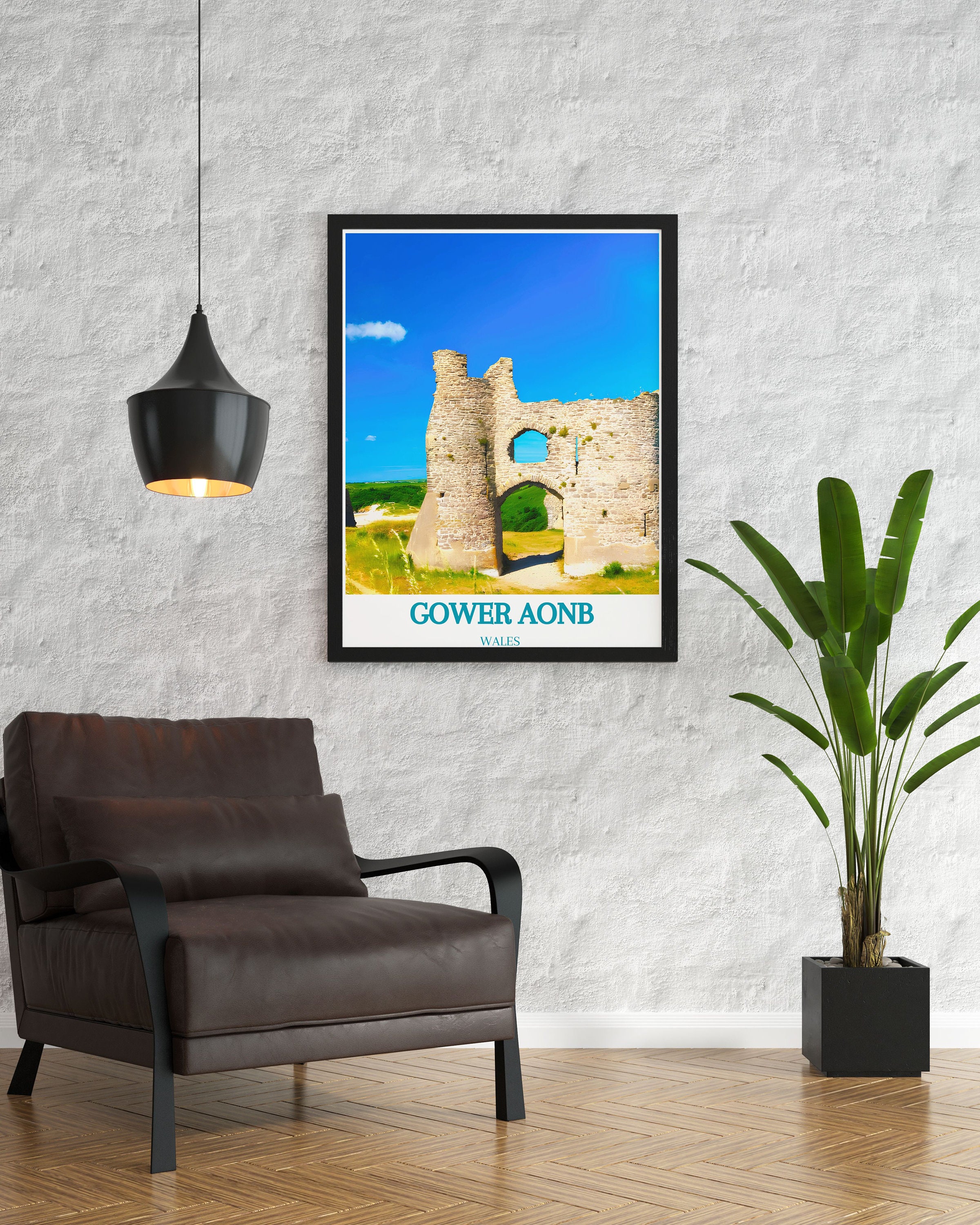 Gower AONB Travel Poster Iconic Castle and Beach Prints of the Gower ...