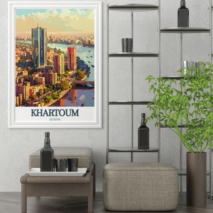 Khartoum Travel Print - NTC Tower and Nile River Travel Poster - NTC ...