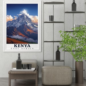 Kenya Travel Poster - Mount Kenya Poster - Kenya Travel Print - Mount ...