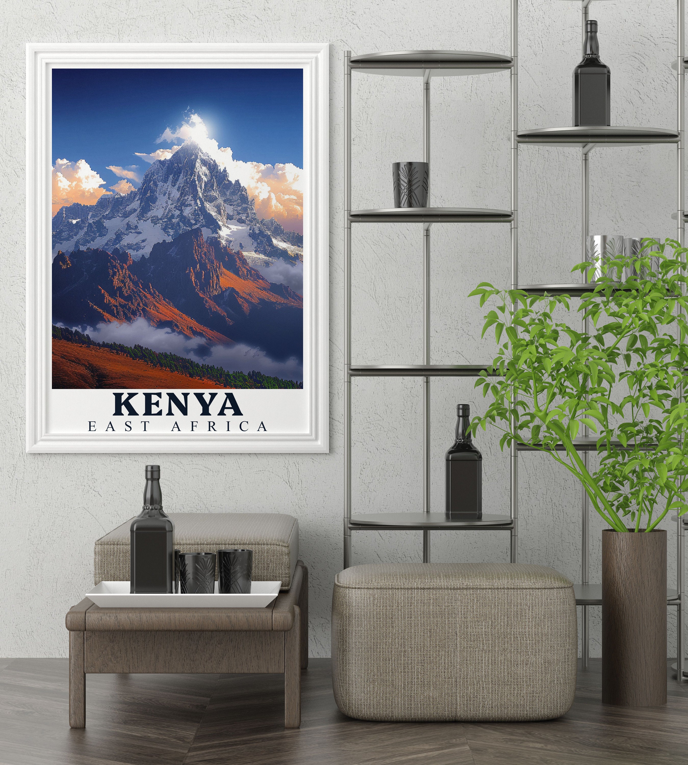 Kenya Travel Poster - Mount Kenya Poster - Kenya Travel Print - Mount ...