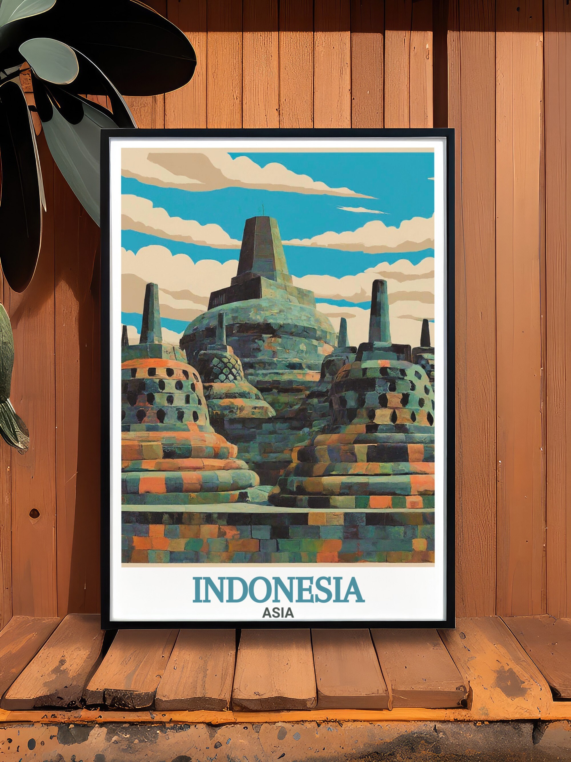 Indonesia Travel Posters Borobudur Temple Posters Indonesia Wall Art ...