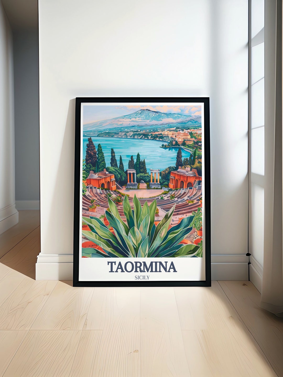 Taormina Poster - Ancient Theatre of Taormina, Isola Bella Art ...