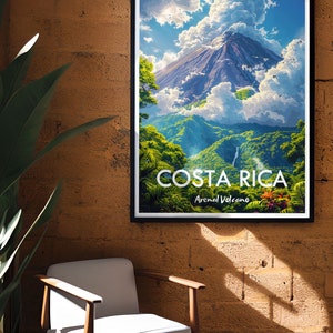 Costa Rica Art Collection Arenal Volcano Travel Posters stunning Wall ...