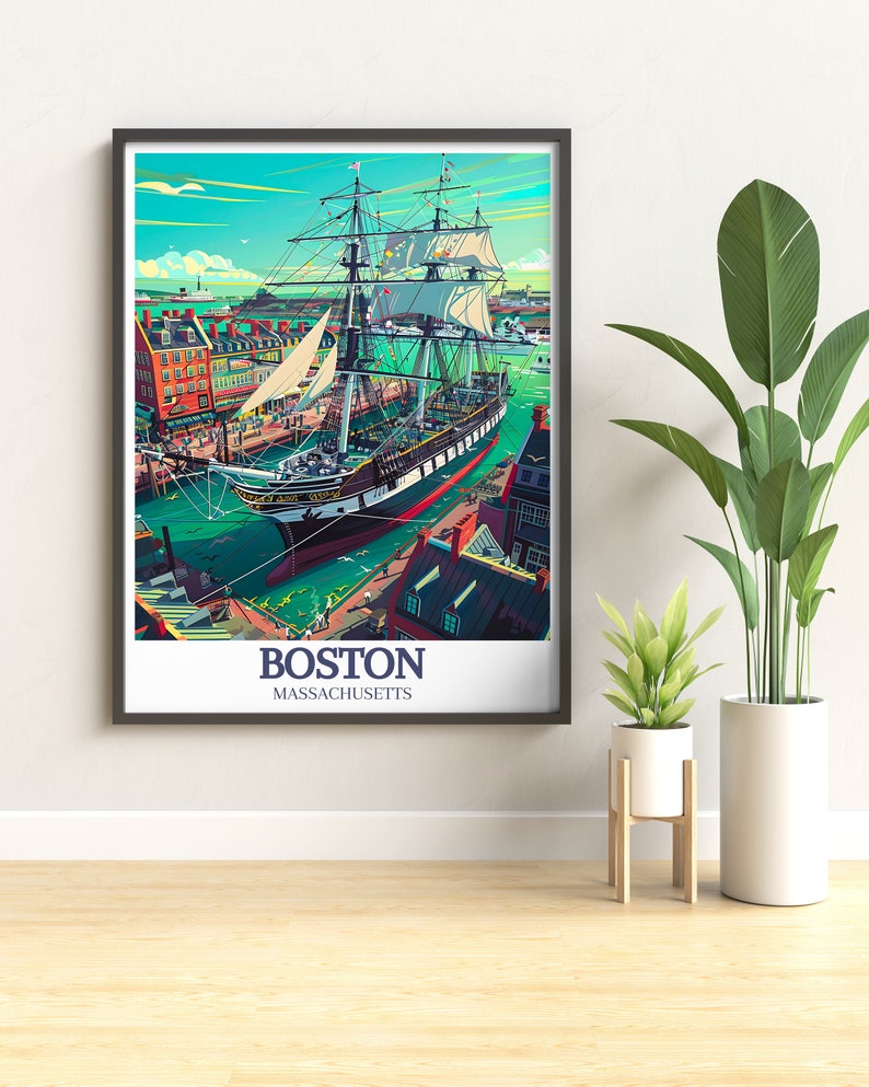Boston Poster - Framed USS Constitution Print - Boston Harbor Canvas ...