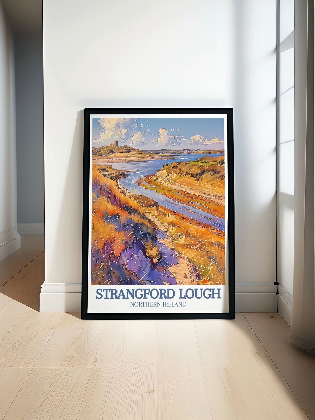 Strangford Lough Travel Poster - Audley Castle Northern Ireland Art ...
