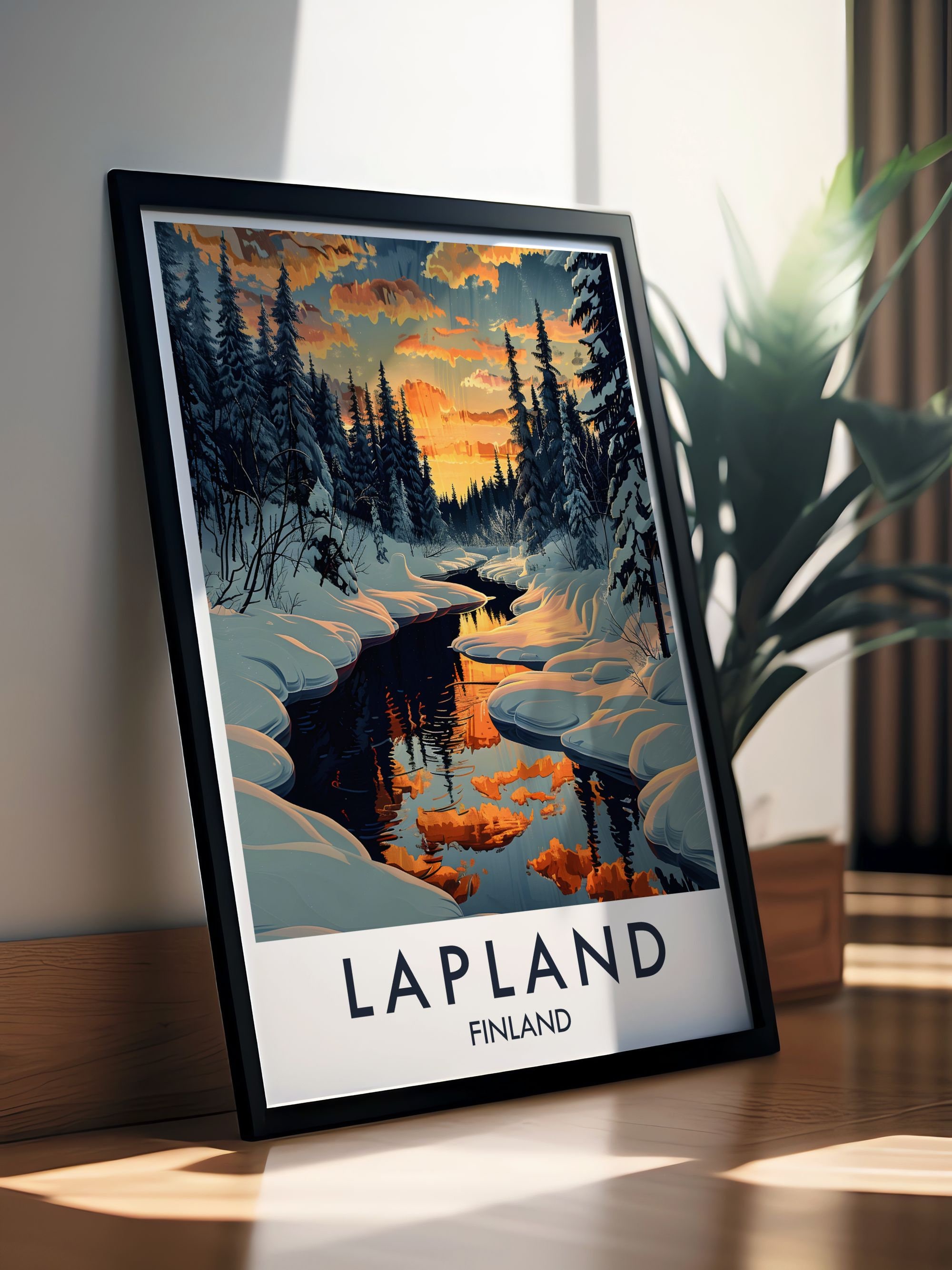 Lapland Poster Ruka Finland Travel Print Arctic Wilderness Decor Ruka ...