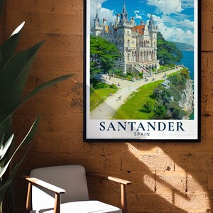 Santander Travel Poster - Palacio De La Magdalena Posters and Prints ...