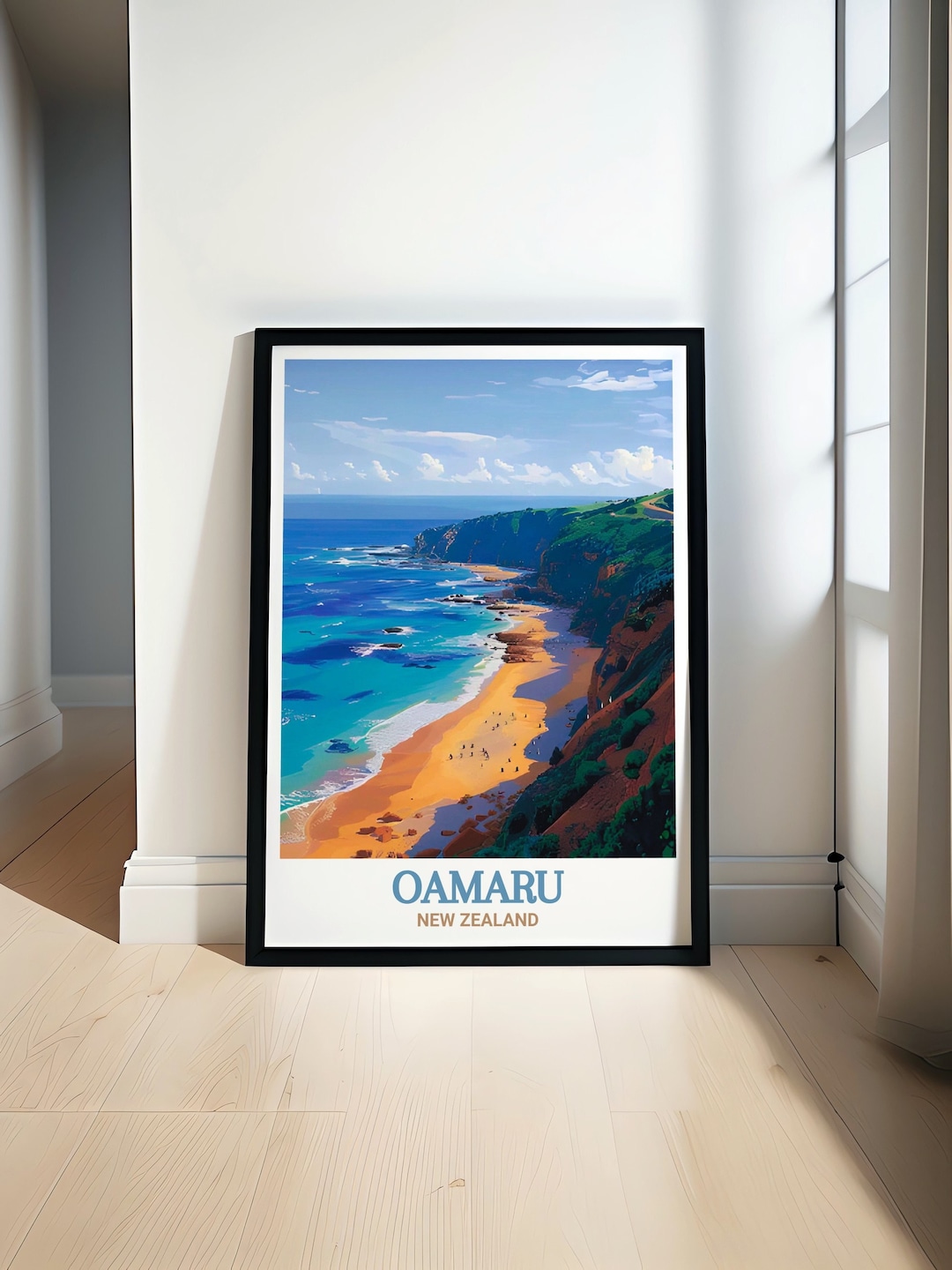 Oamaru Art Collection -bushy Beach Travel Posters - New Zealand Coastal ...